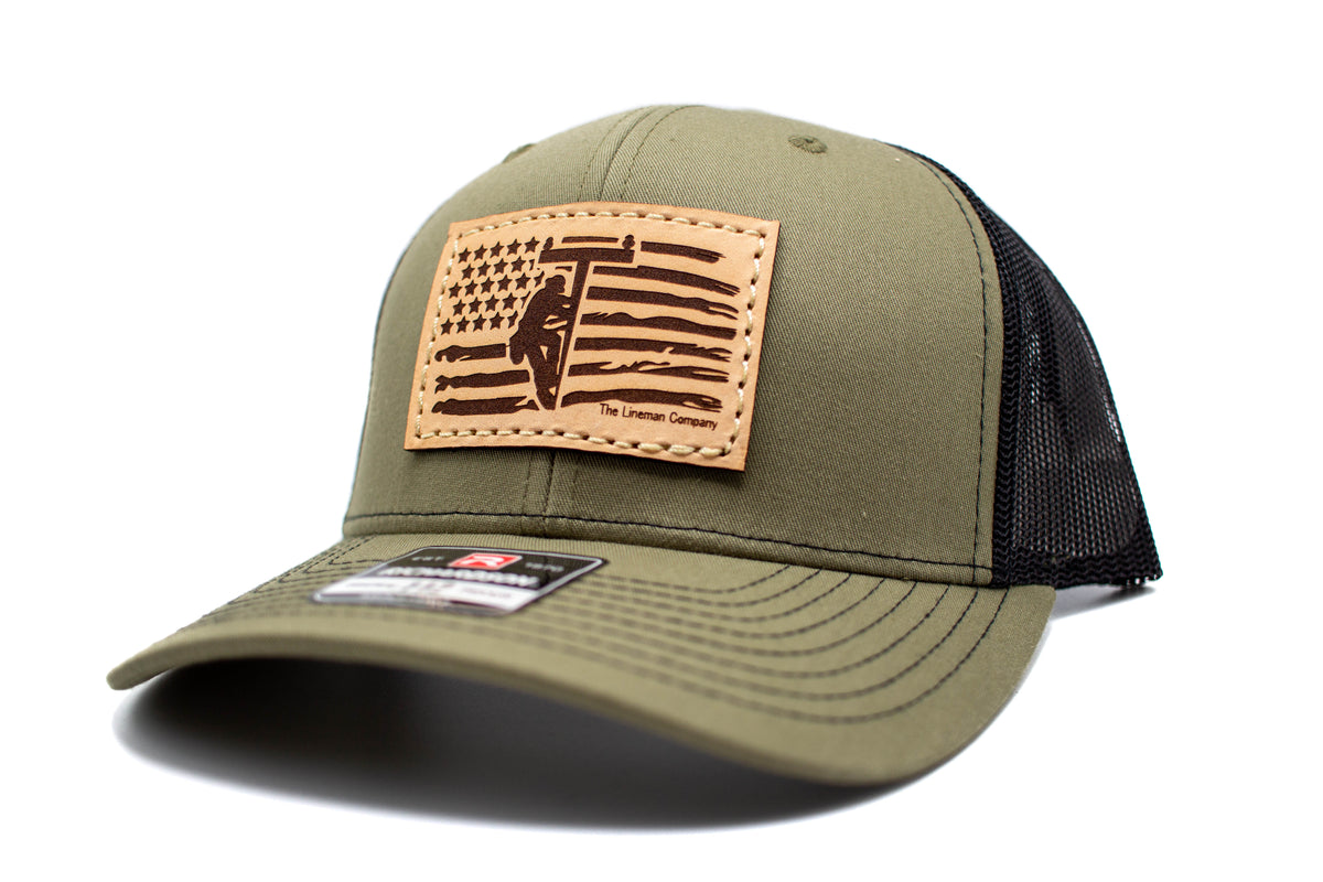 "Lineman Flag" Leather Patch Richardson 112 Hat – The Lineman Company