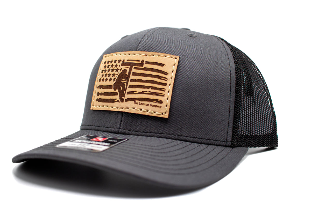"Lineman Flag" Leather Patch Richardson 112 Hat – The Lineman Company