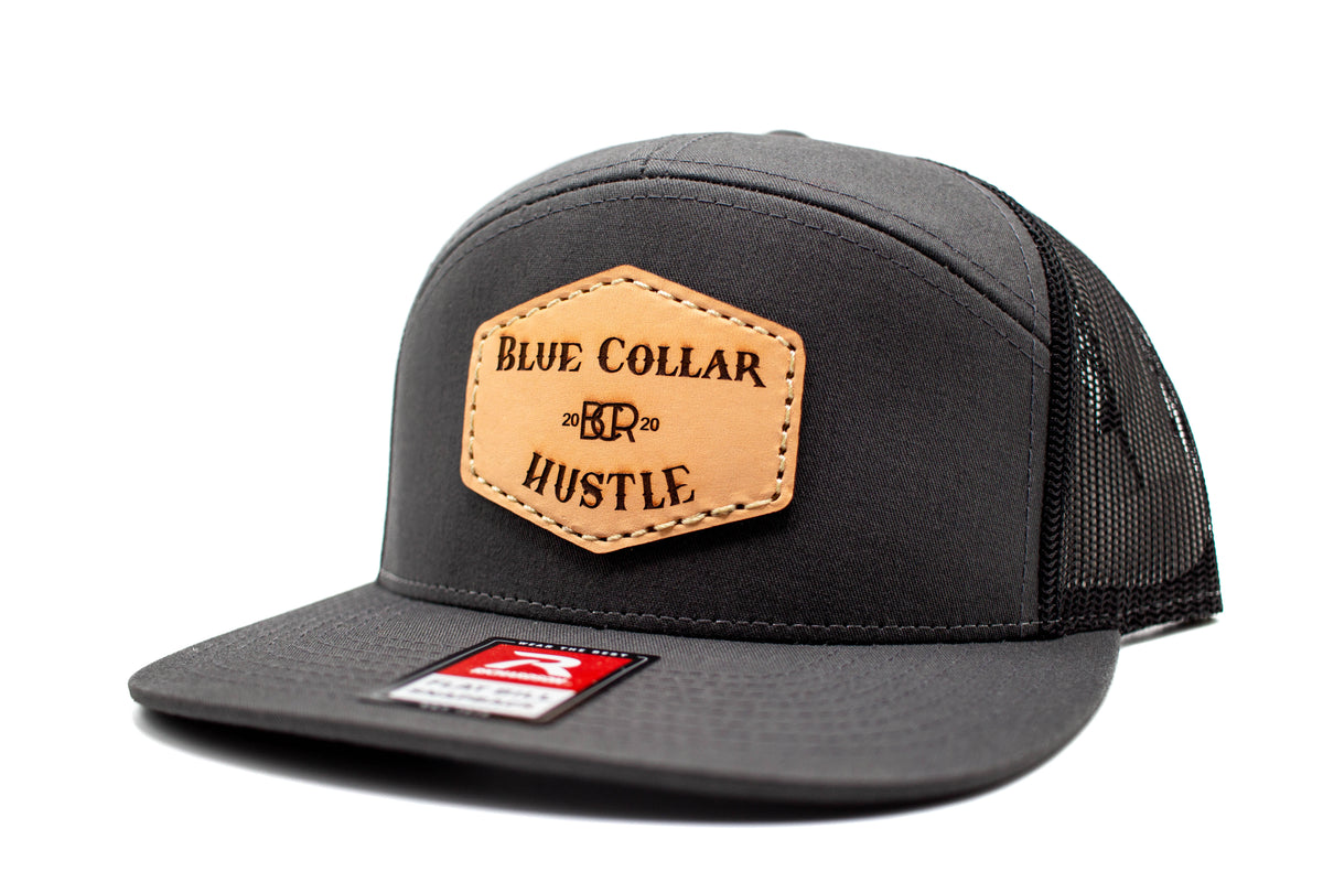 "Blue Collar Hustle" Leather Patch Flat Bill Snapback – The Lineman Company