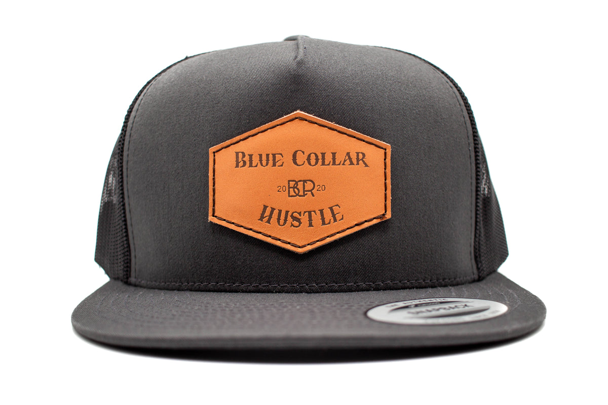 "Blue Collar Hustle" Leather Patch Flat Bill Snapback – The Lineman Company